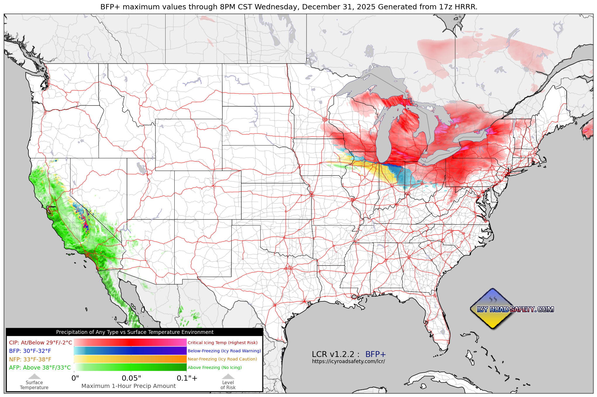Icy Roads Forecasting and Monitoring Dashboard (LCR and BFP+ Charts)